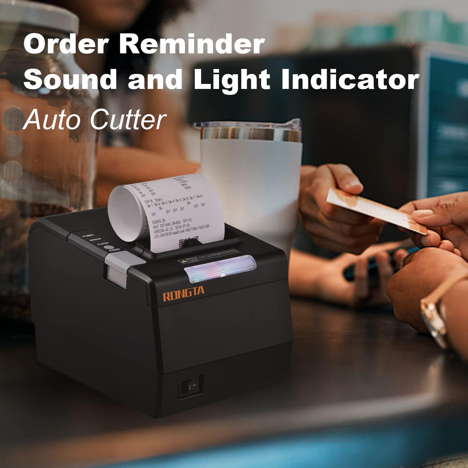 RONGTA 80mm Thermal Receipt Printer for Restaurant Kitchen, POS Printer with Auto Cutter, USB Serial Ethernet Interface for ESC/POS, Support Windows/Mac/Linux Cash Drawer, Do not Square/Clover (RP850)