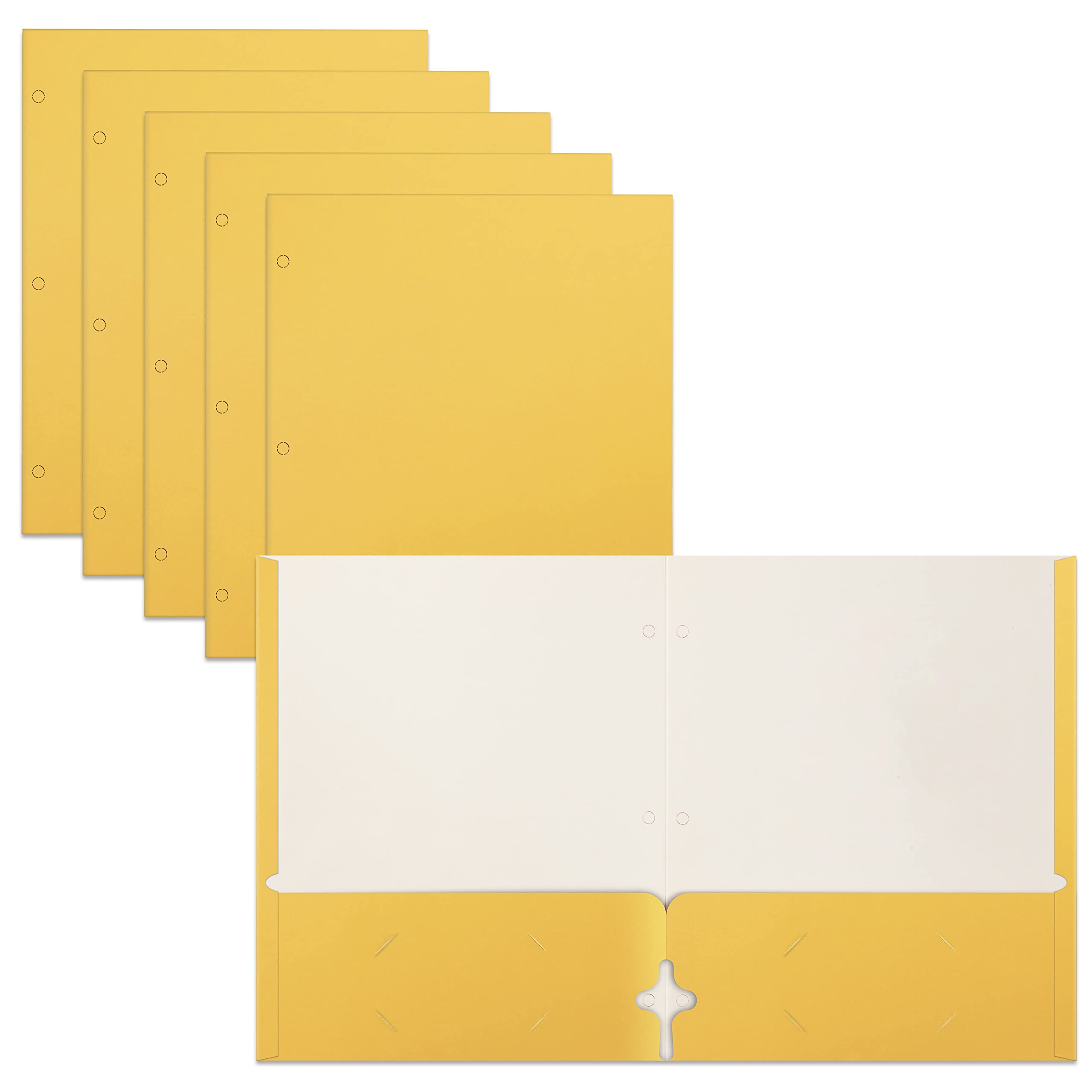 Two Pocket Portfolio Folders, 50-Pack, Yellow, Letter Size Paper Folders, by Better Office Products, 50 Pieces, Yellow