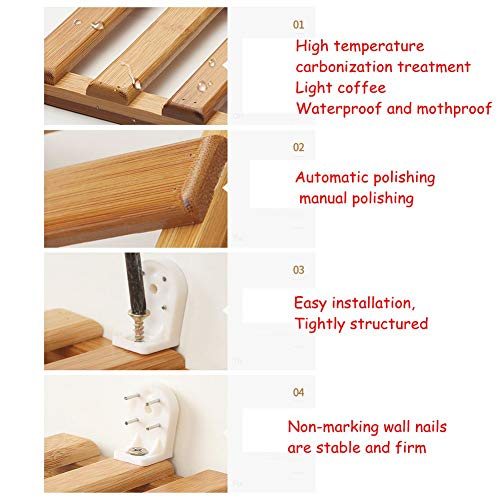 HomDSim 10 inch Bamboo Wall Shelves with Seamless Nail Creative Solid Wood Decorative 3 Pack Shelf Floating Storage Shelves for Kitchen Living Room Bathroom