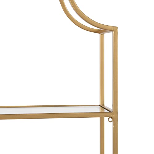 Kate and Laurel Ciel Glam 3-Tier Scalloped Wall Shelf, 20 x 30, Gold, Modern Shelving with Glass Tiers