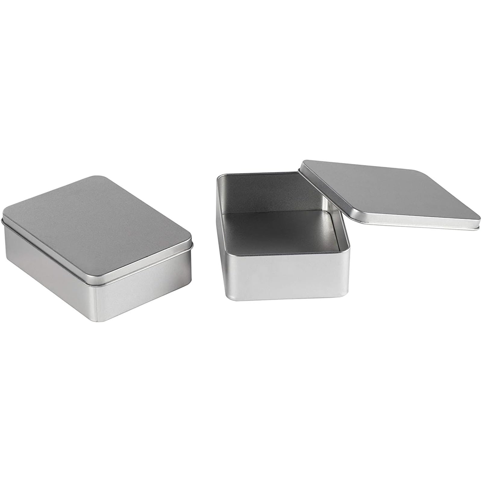 Juvale Rectangular Tin Box with Lid - 6-Pack Empty Tin Can Storage Container for Treats, Gifts, Favors and Crafts, Silver, 4.9 x 3.7 x 1.6 Inches