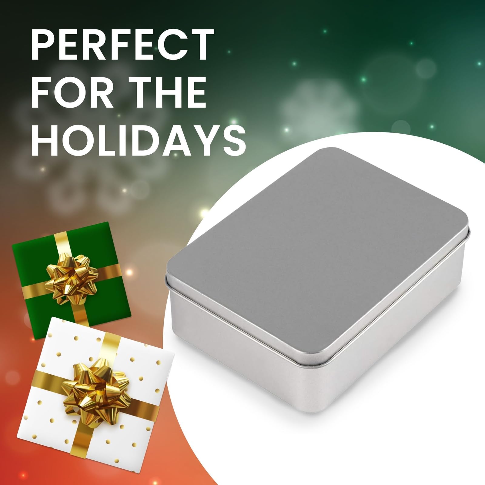 Juvale Rectangular Tin Box with Lid - 6-Pack Empty Tin Can Storage Container for Treats, Gifts, Favors and Crafts, Silver, 4.9 x 3.7 x 1.6 Inches
