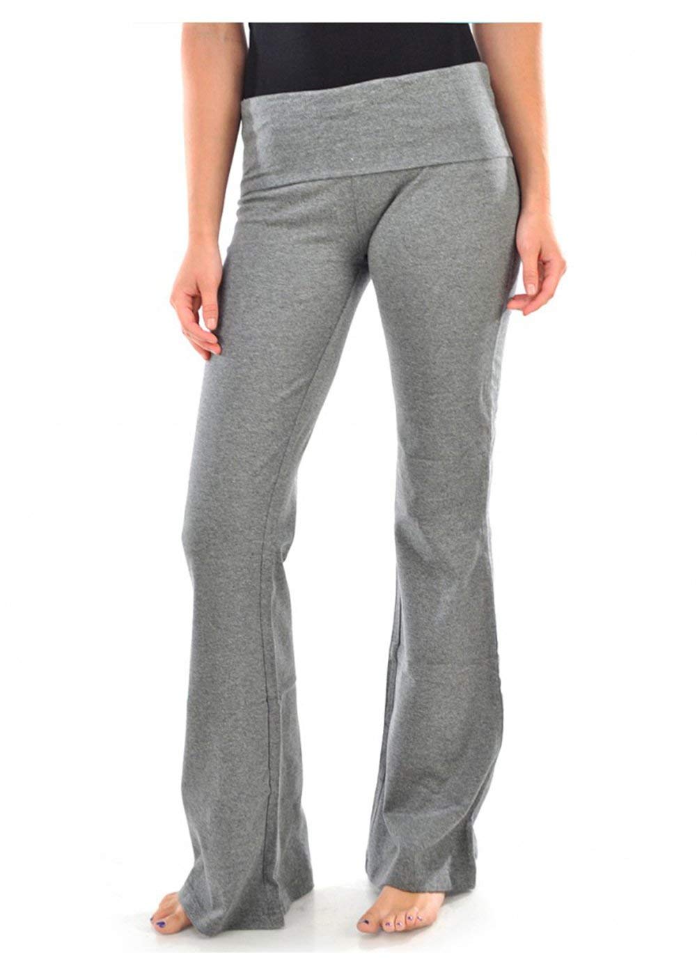 MOPAS Women's Soft Comfy Cotton Spandex Yoga Sweat Lounge Gym Sports Athletic Pants (L, Charcoal Grey)