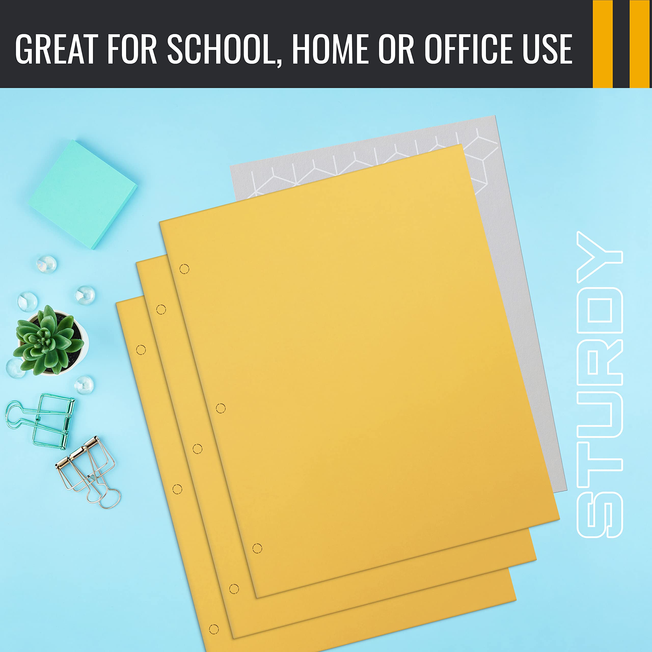 Two Pocket Portfolio Folders, 50-Pack, Yellow, Letter Size Paper Folders, by Better Office Products, 50 Pieces, Yellow