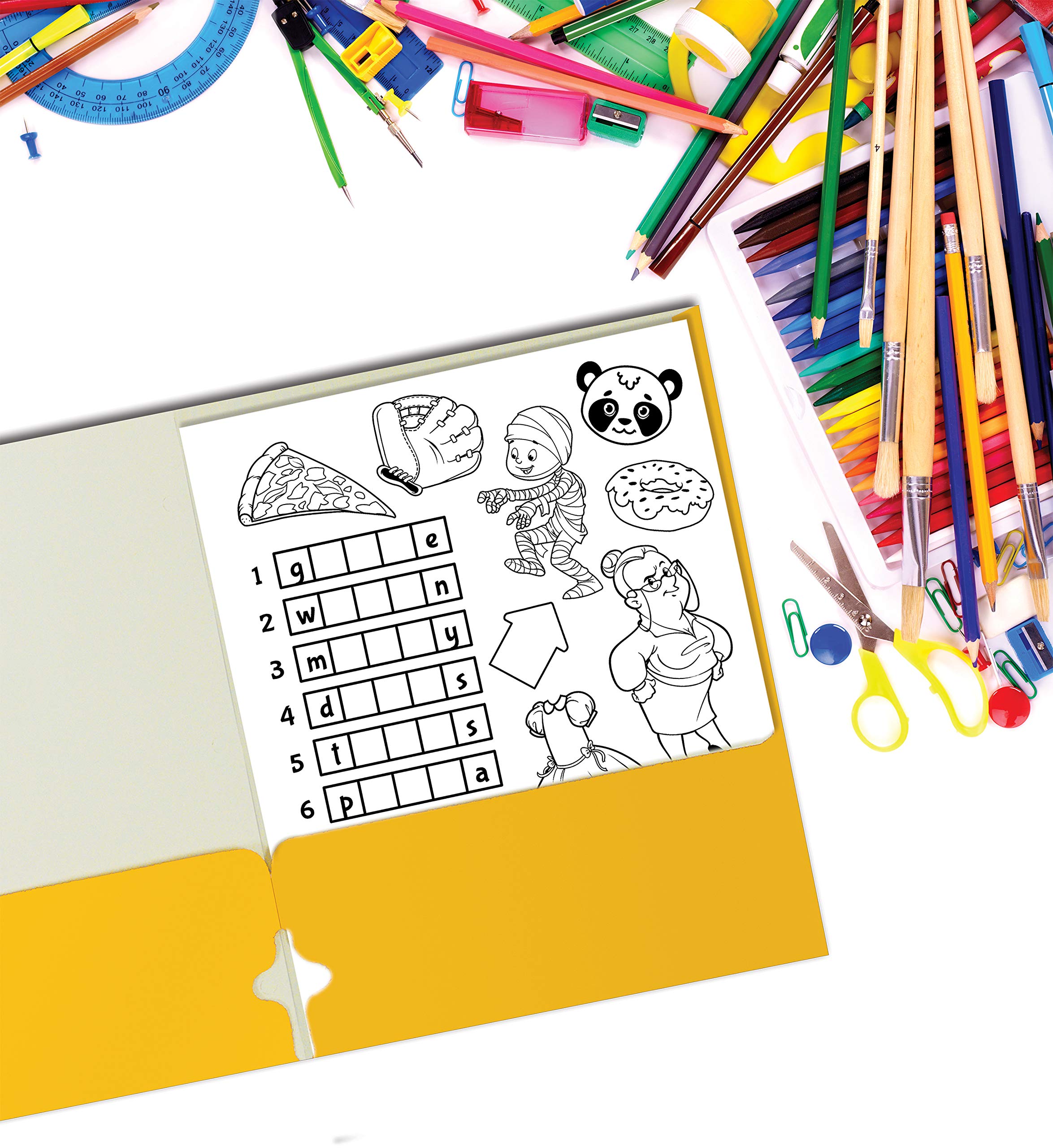Two Pocket Portfolio Folders, 50-Pack, Yellow, Letter Size Paper Folders, by Better Office Products, 50 Pieces, Yellow