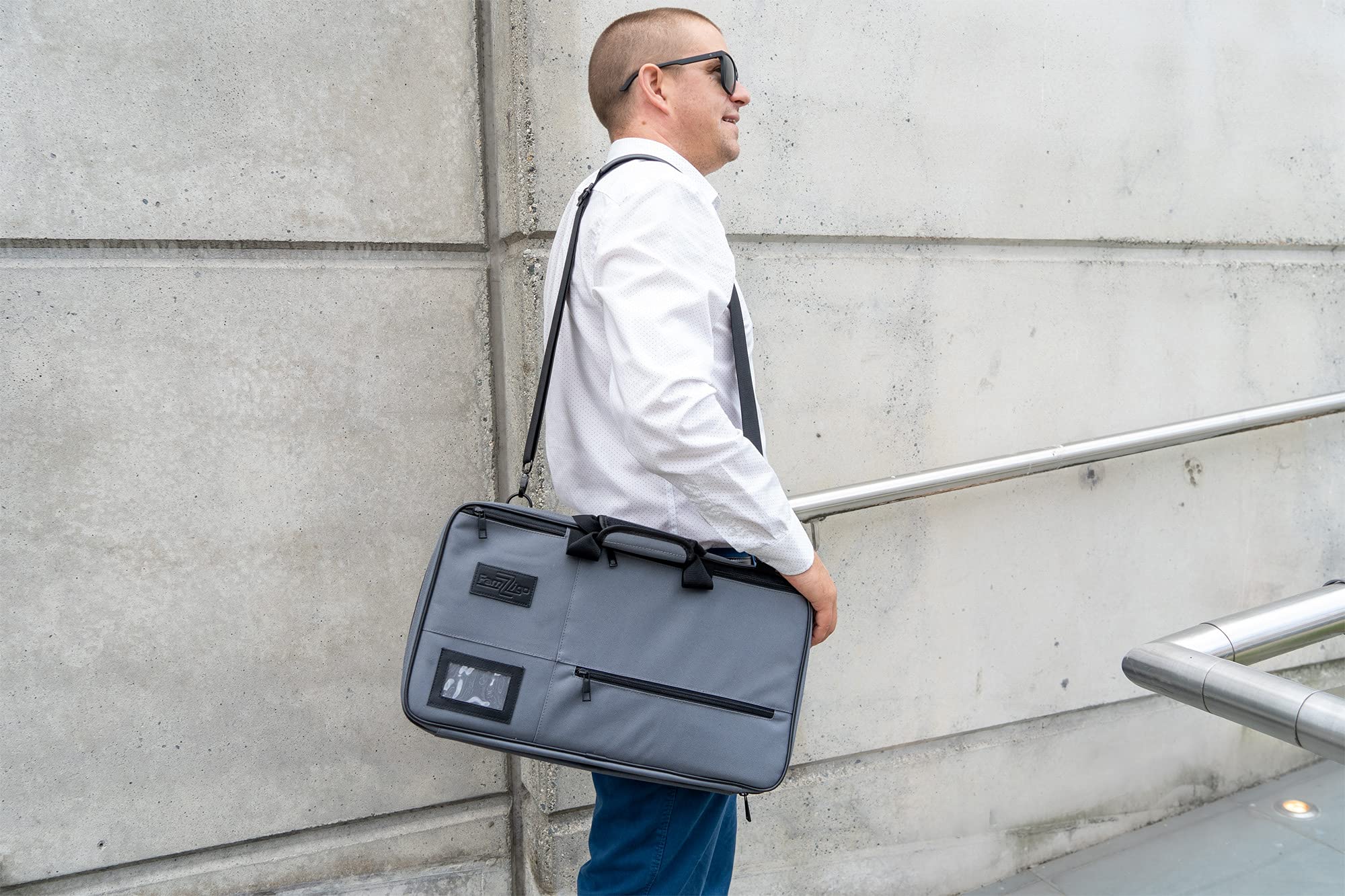 famzigo Silver Chef Knife Bag - 29 Flexible Universal Pockets, Detachable Adjustable Shoulder Strap - Professional Kitchen Accessories - Camping Storage, Carrying Case