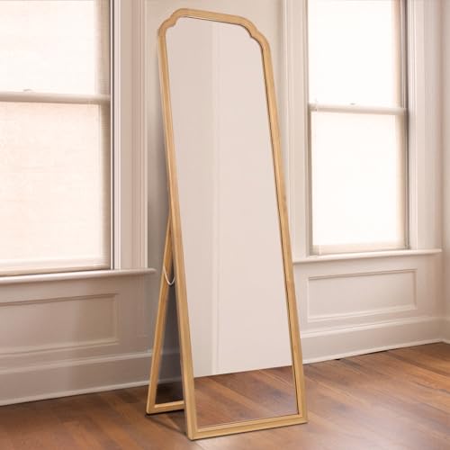 WallBeyond Full Length Mirror with Stand 65"x20", Rustic Wooden Frame Floor Mirror, Large Full Body Mirror for Bedroom, Leaning Against Wall (Naturl Solid Wood)