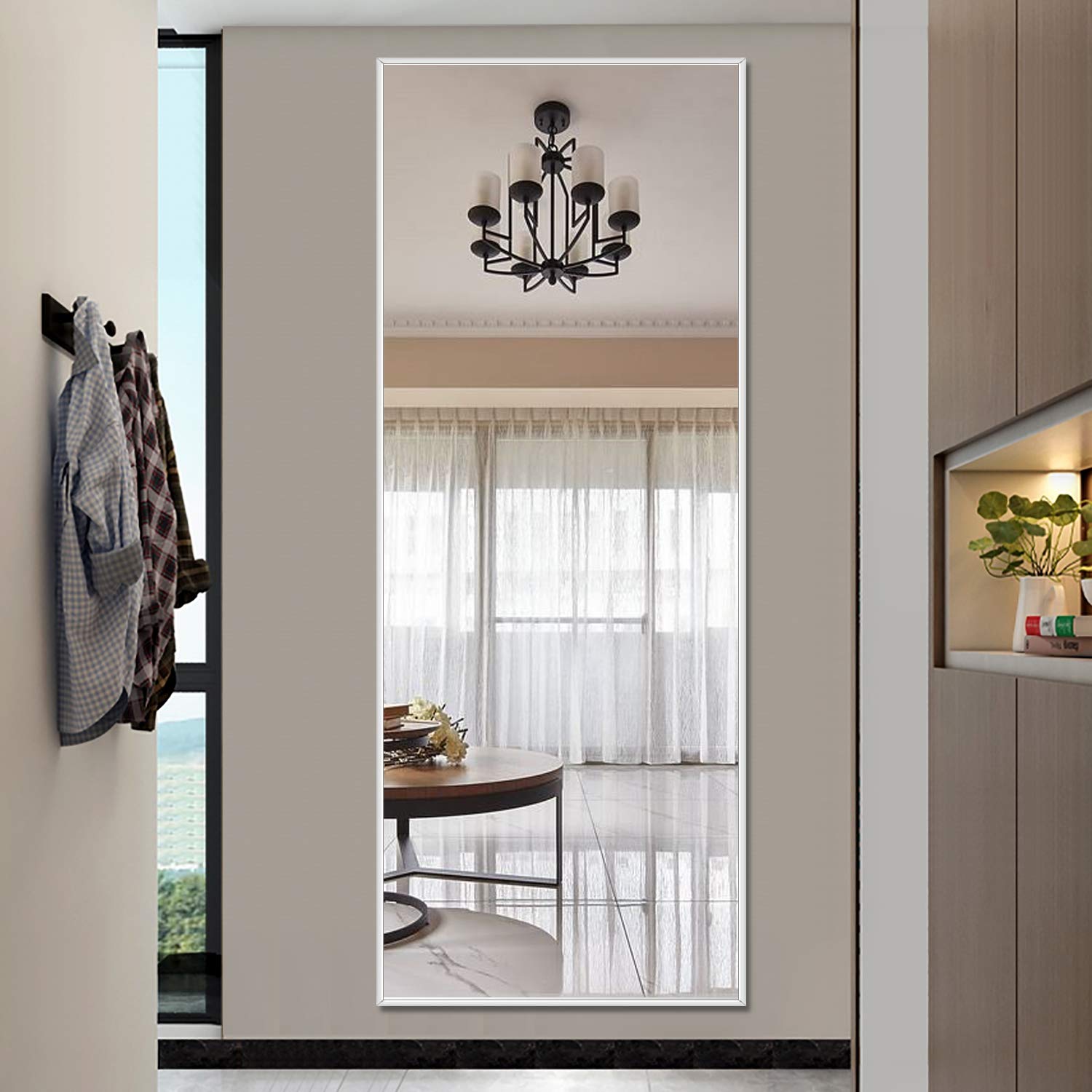 PexFix Full Length Mirror, 65" x 22" Floor Mirror Large Full Body Standing Mirror Dressing Mirror for Bedroom, Slim Metal Frame - Silver, (JJ00372ZZV-USAM009-US)