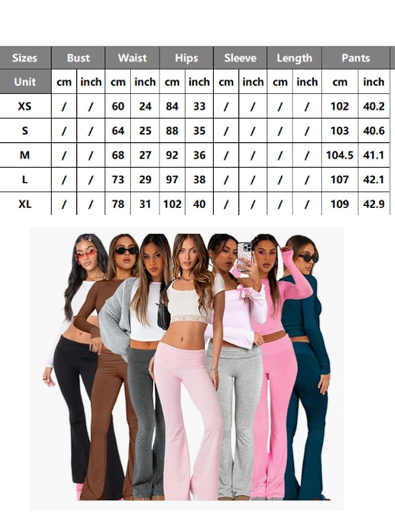 CXINS Women's Solid Color Fold Over Low Waist Pants Flare Leg Workout Leggings Bell Bottoms Bootcut Yoga Pants Pink Size M