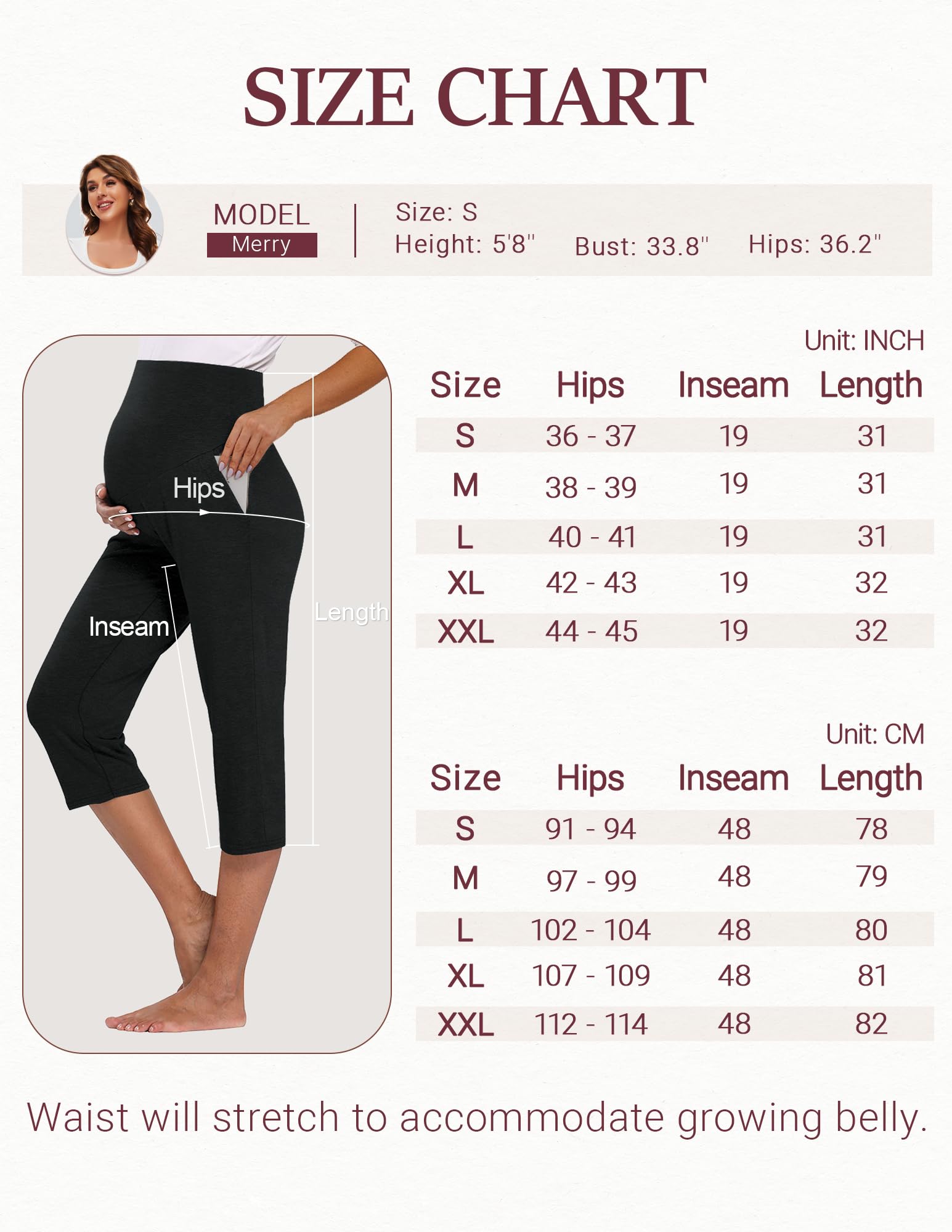 AMPOSH Women's Maternity Capri Pants Stretchy Lounge Pants Comfortable Pregnancy Shorts(Dark Gray with Pockets, XXL)
