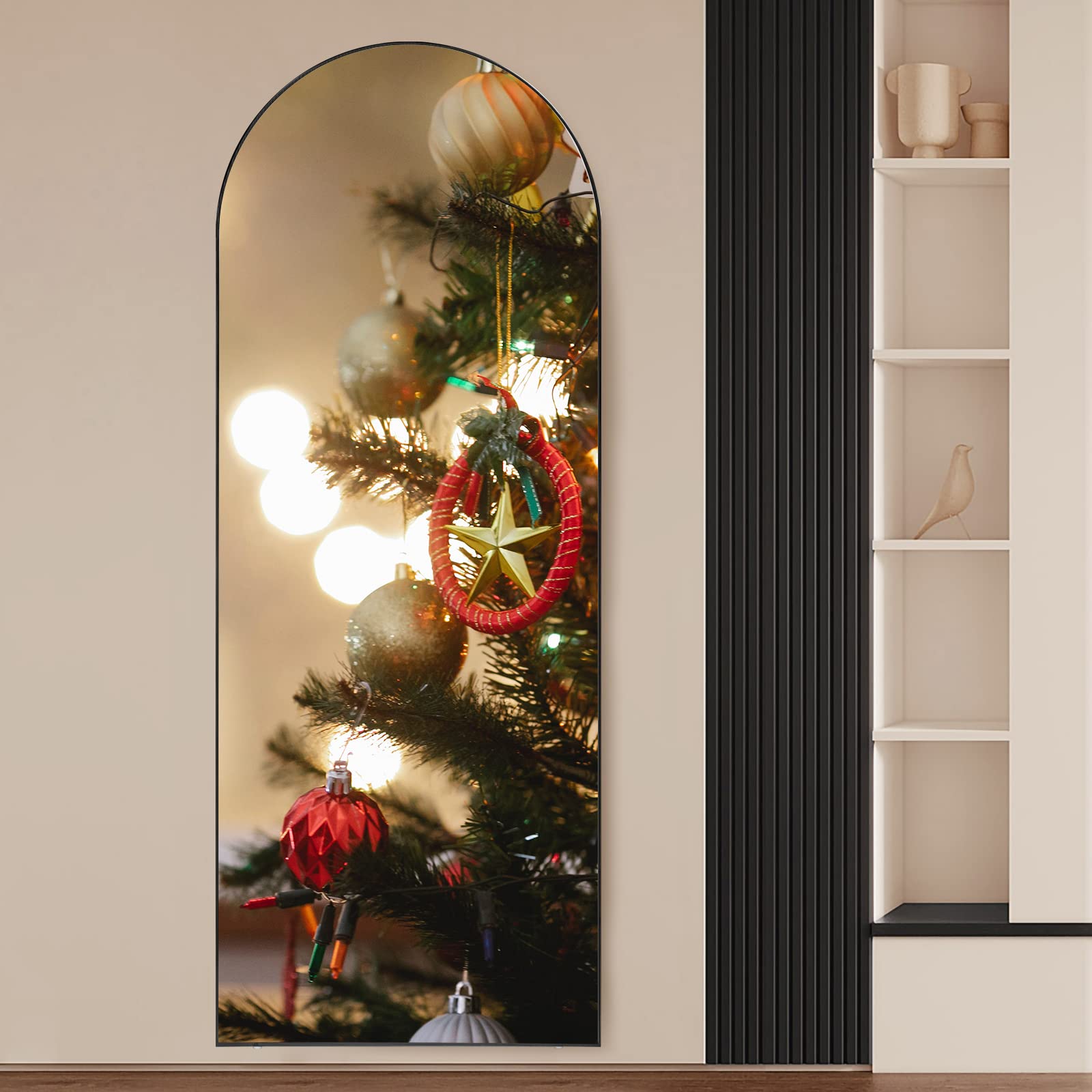 CISTEROMAN 65"x22" Full Length Mirror, Arched Mirror, Floor Mirror with Stand, Full Body Mirror, Wall Mirror for Bedroom, Dressing Room, Living Room