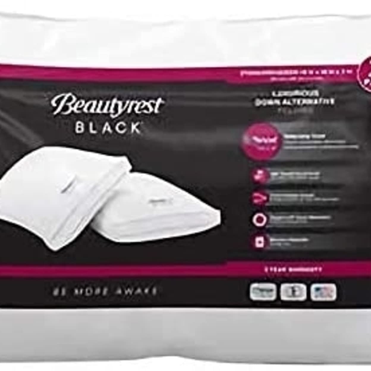 Beautyrest Black Down Alternative Pillows, 2-Pack Standard Queen
