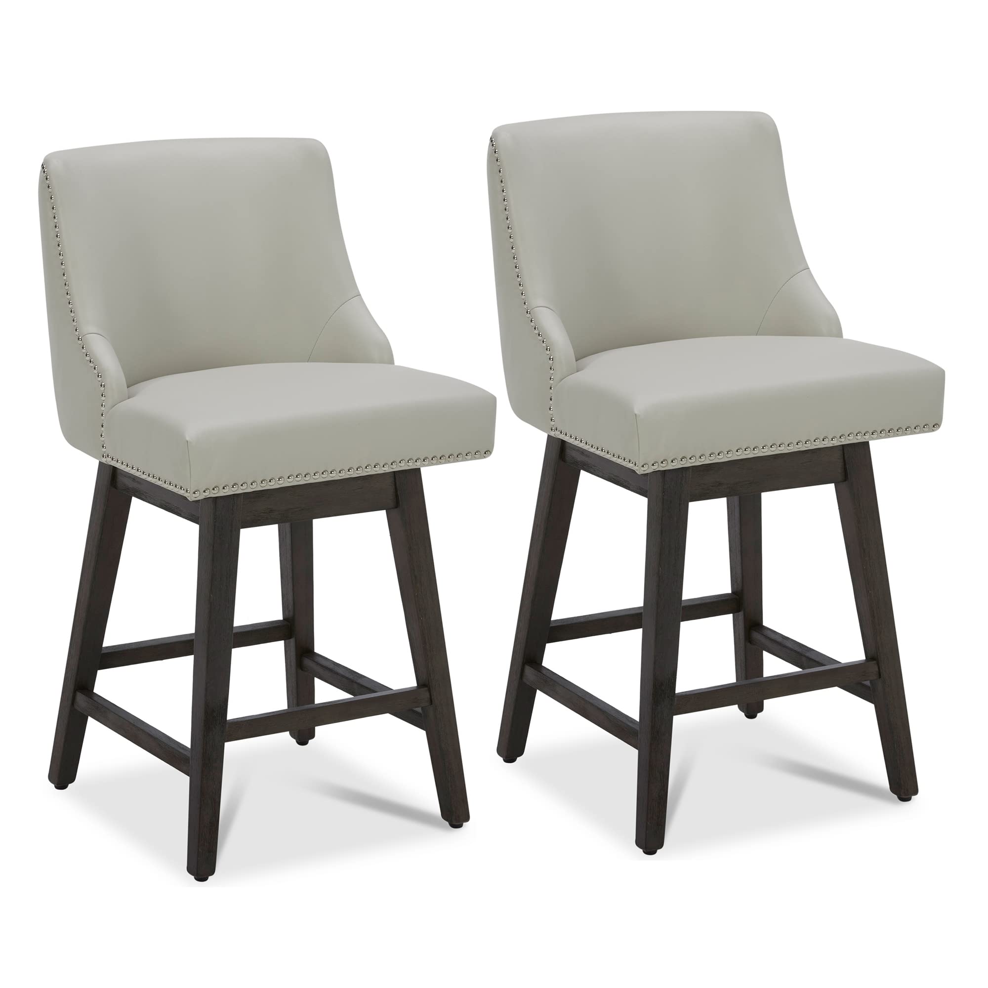 CHITA Counter Height Swivel Barstool,26" H Seat Height Upholstered Bar Stool,360° Free Swivel Barstools with Comfortable Foam Cushioning,Creamy Gray