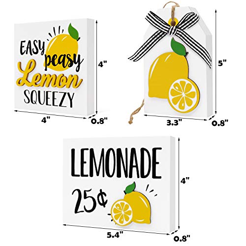 Lemon Wooden Tiered Tray Decor Fresh Lemonade 25 ¢ Easy Peasy Lemon Squeezy Summer Buffalo Plaid Farmhouse Stand Rustic Kitchen Signs Set Of 3