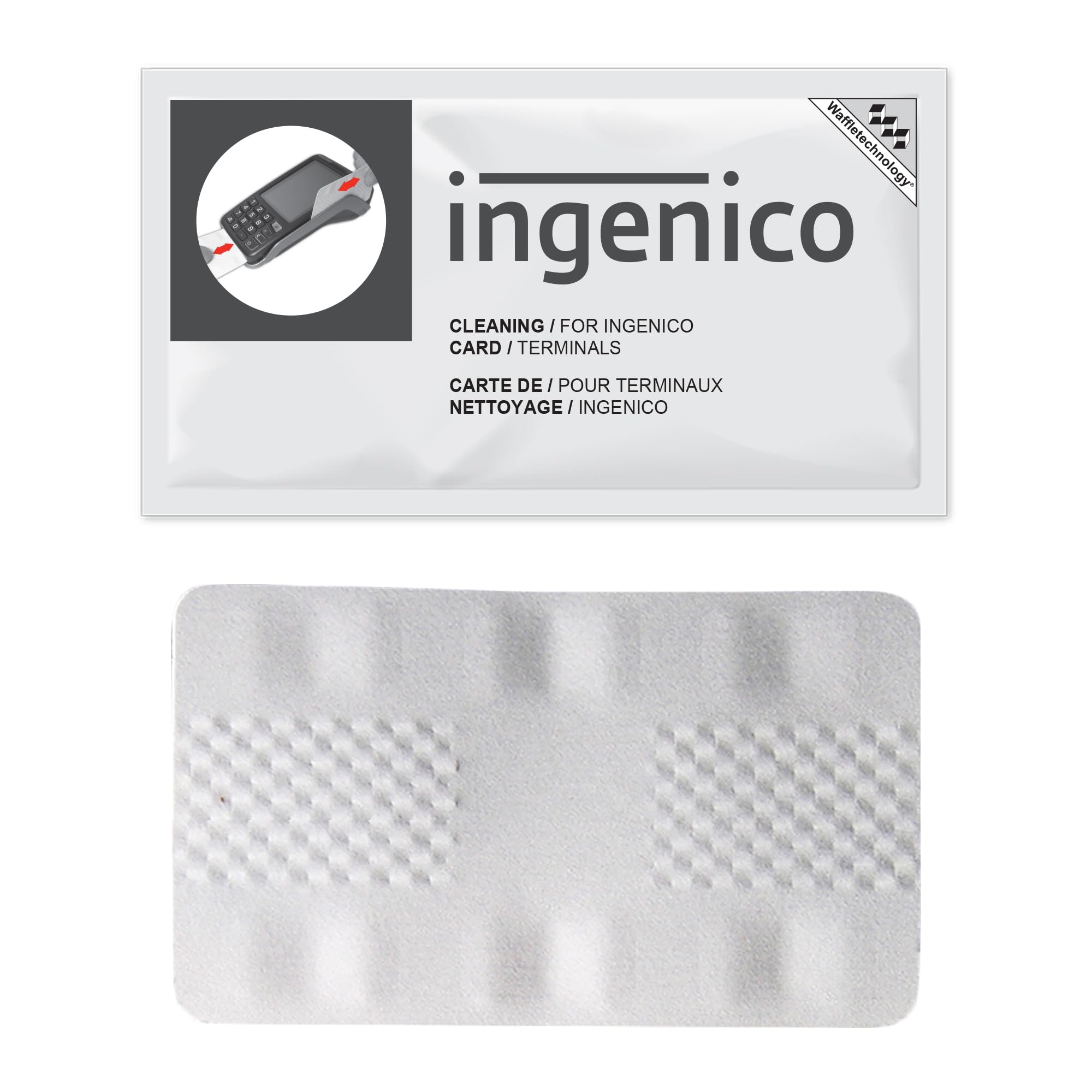 Ingenico Card Terminal Cleaning Card Featuring Waffletechnology, 40 Cards Per Box