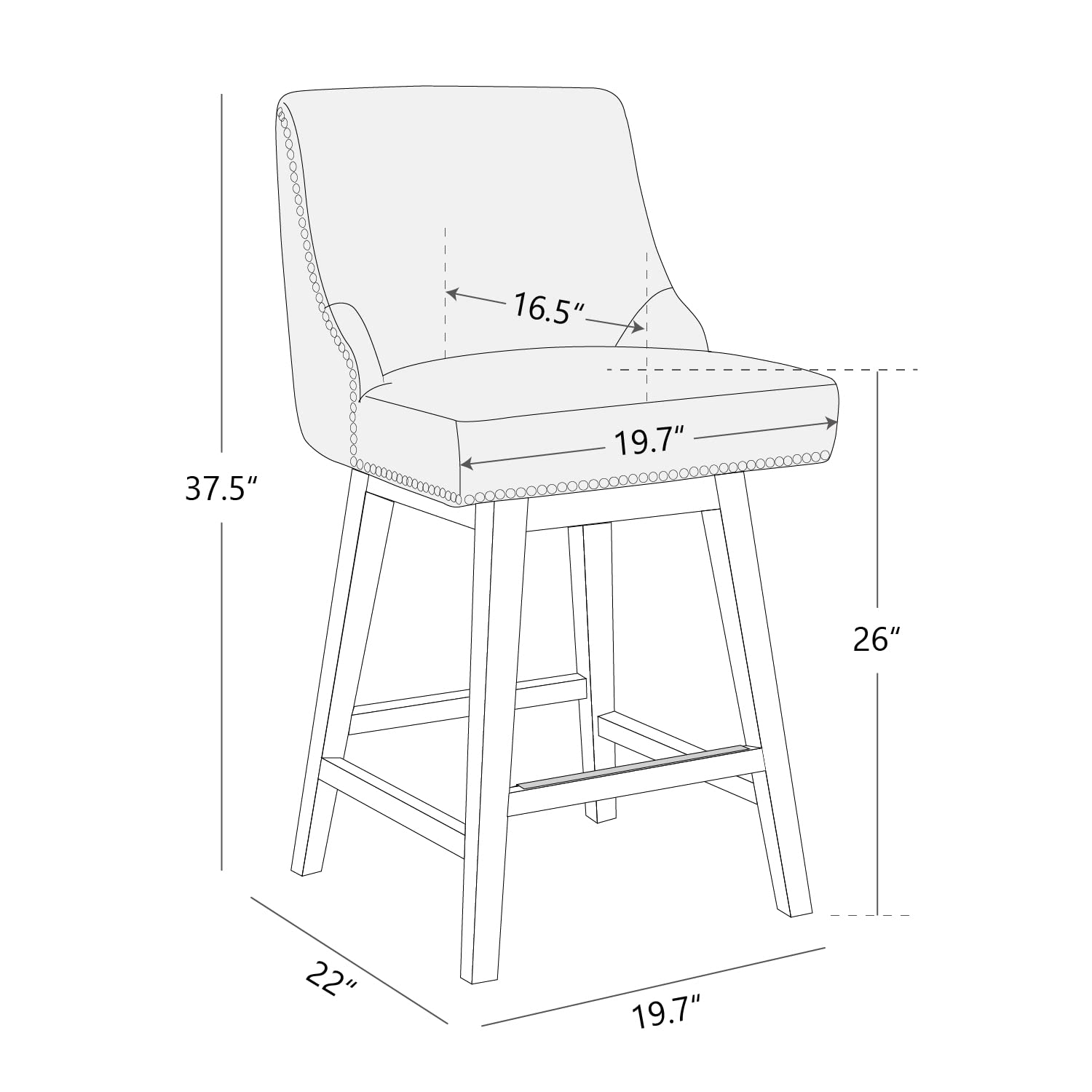 CHITA Counter Height Swivel Barstool,26" H Seat Height Upholstered Bar Stool,360° Free Swivel Barstools with Comfortable Foam Cushioning,Creamy Gray