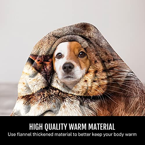Britimes Lion Fuzzy Flannel Throw Blankets, Soft Blankets and Throws, Daughter Mom Friend Gift Lion Print Decorative Throw Blankets for Couch, 60"X80"
