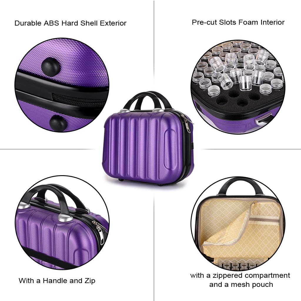 Hipiwe 132 Bottles Diamond Painting Storage Carring Case - Hardshell DIY 5D Diamond Art Craft ccessory Container Embroidery Organizer Bag for Storage Jewelry Beads Sewing Pills