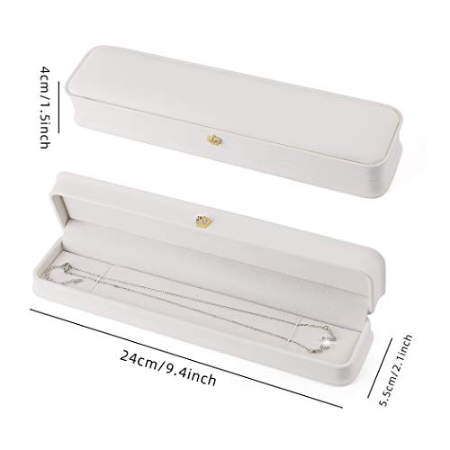 iSuperb Set of 2 Long Chain Necklace Box Velvet Interior Jewelry Gift Box Case Necklace Pendant Box Bracelet Box Jewelry Display for Wedding Engagment