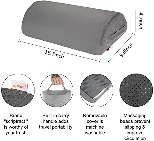 Footrest for Under Desk with Non-Slip Massaging Micro Beads Base Firm Foam Half-Cylinder Ergonomic Footstool for Home Office Desk Airplane Travel (Black B)