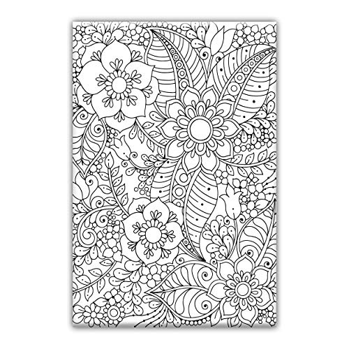 Forest Adult Coloring Canvas, Stretched primed canvas to color | 8 x 12 Inches |Premium Handmade Coloring Canvas | Art and Sip Party, DIY Kit, Party favor | Easy & fun drawings to color | Wall Art