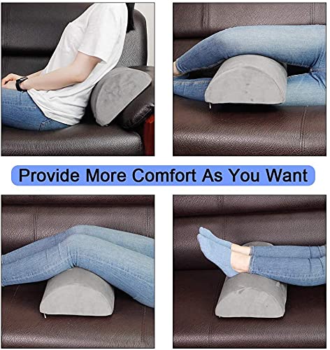 Footrest for Under Desk with Non-Slip Massaging Micro Beads Base Firm Foam Half-Cylinder Ergonomic Footstool for Home Office Desk Airplane Travel (Black B)