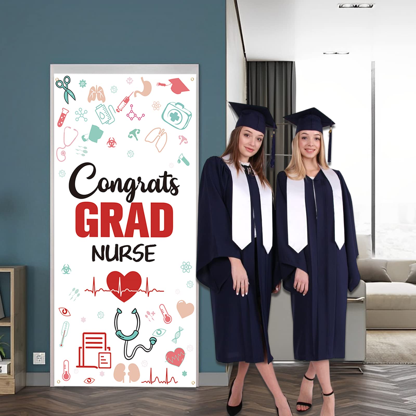 Labakita Congrats Grad Nurse Door Banner, Congrats Nurse Door Cover, Nurse Graduation Decorations, Medical School Nurse BSN RN Graduation Ceremony Decorations