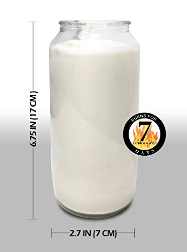 Hyoola 7 Day White Prayer Candle in Glass Jar- 2 Pack - Memory Candle for Religious, Memorial, Vigil and Emergency - 100% Vegetable Oil Wax