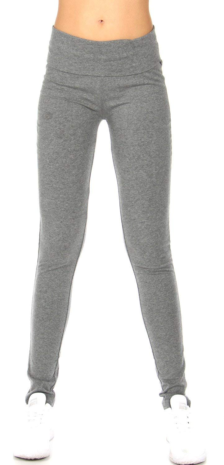 Mopas Yoga Capri with Fold Over Solid Waistband (Grey,Small)