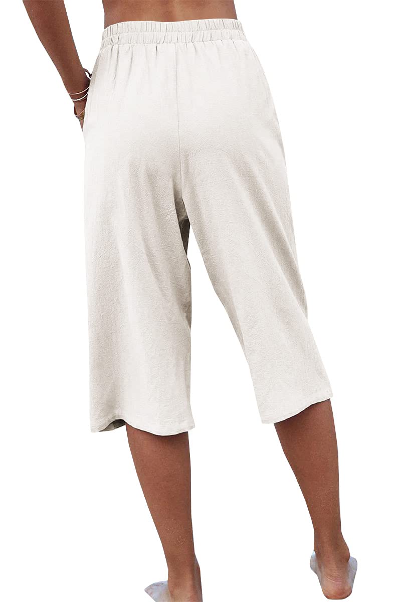 Veatzaer Lady Capri Harem Pants Elastic Waist Yoga Trousers 3/4 Length Casual Loose Pant with Pockets(Khaki,XL), X-Large