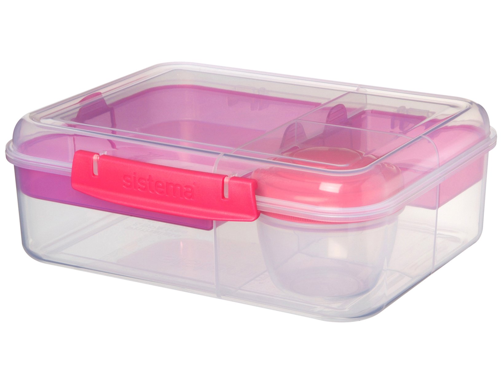 Sistema Bento Box Adult Lunch Box with 2 Compartments, Sandwhich,Salad Dressing Container,Dishwasher Safe,Color May Vary