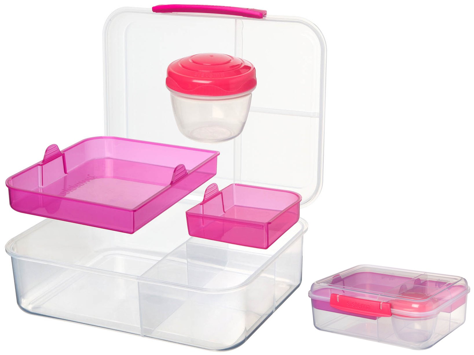 Sistema Bento Box Adult Lunch Box with 2 Compartments, Sandwhich,Salad Dressing Container,Dishwasher Safe,Color May Vary