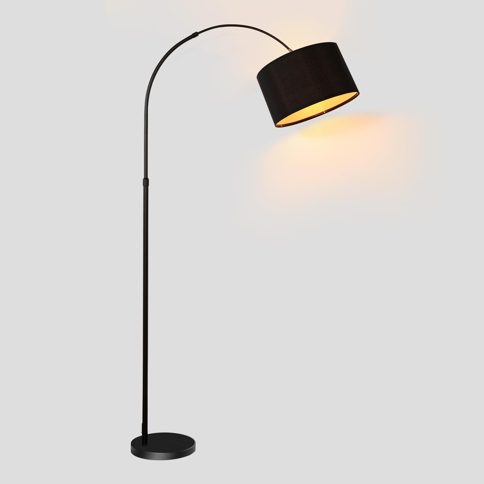 Arc Floor Lamp Modern Standing Lamp for Living Room Dimmable 72β Tall Floor Lamp Stand Up Reading Lamp Over Couch with Hanging Drum Shade Marble Base for Bedroom Reading Study Office