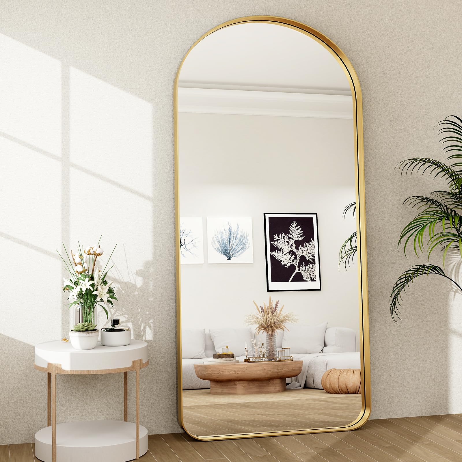 Easly 71"x30" Extra Large Arched Full Length Mirror - Leaning Mirror Arch Wall-Mounted Mirrors - Aluminum Alloy Frame Modern Simple Home Decor - for Living Room Bedroom Cloakroom