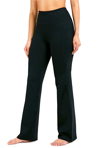 28"/30"/32"/34" Inseam Women's Bootcut Yoga Pants Long Bootleg High-Waisted Flare Pants with Pockets BlackFlare_30_Small Black