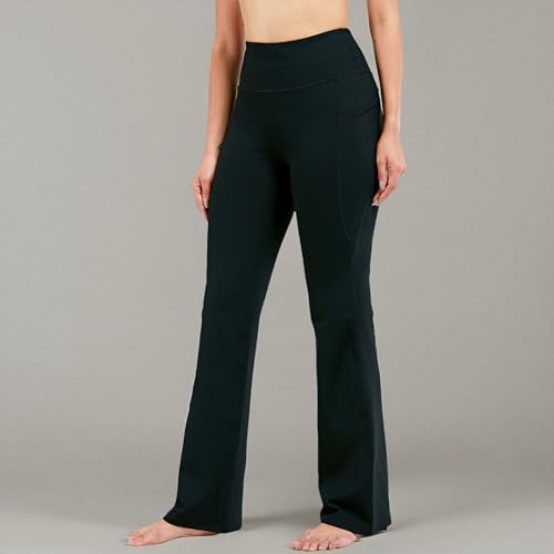 28"/30"/32"/34" Inseam Women's Bootcut Yoga Pants Long Bootleg High-Waisted Flare Pants with Pockets BlackFlare_30_Small Black