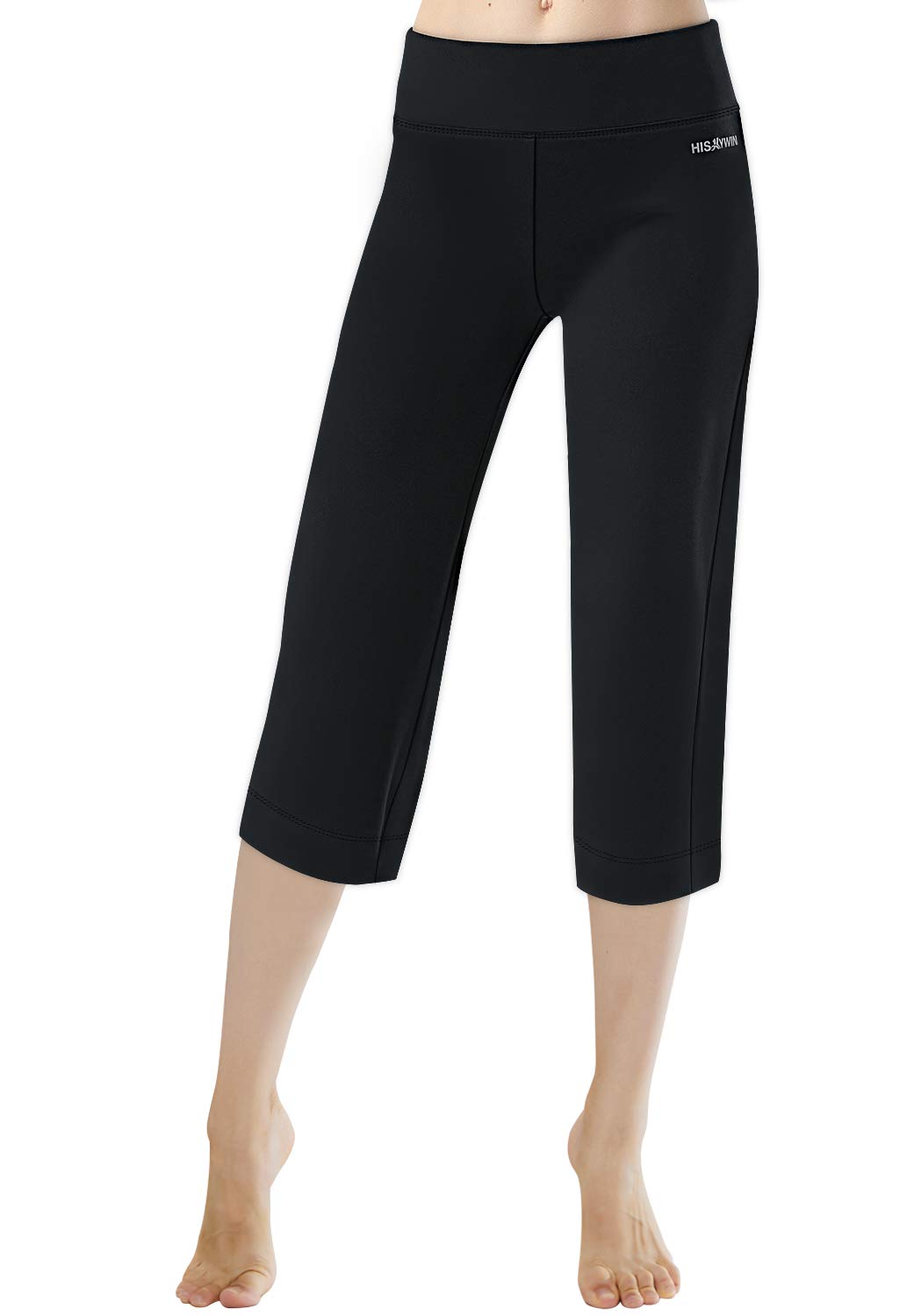 HISKYWIN 17"/23"/27"/29"/31"/33"/35" Inseam Capri/Petite/Regular/Tall Length Women's Straight Leg Yoga Pants Zip Pocket HF604-Black-M