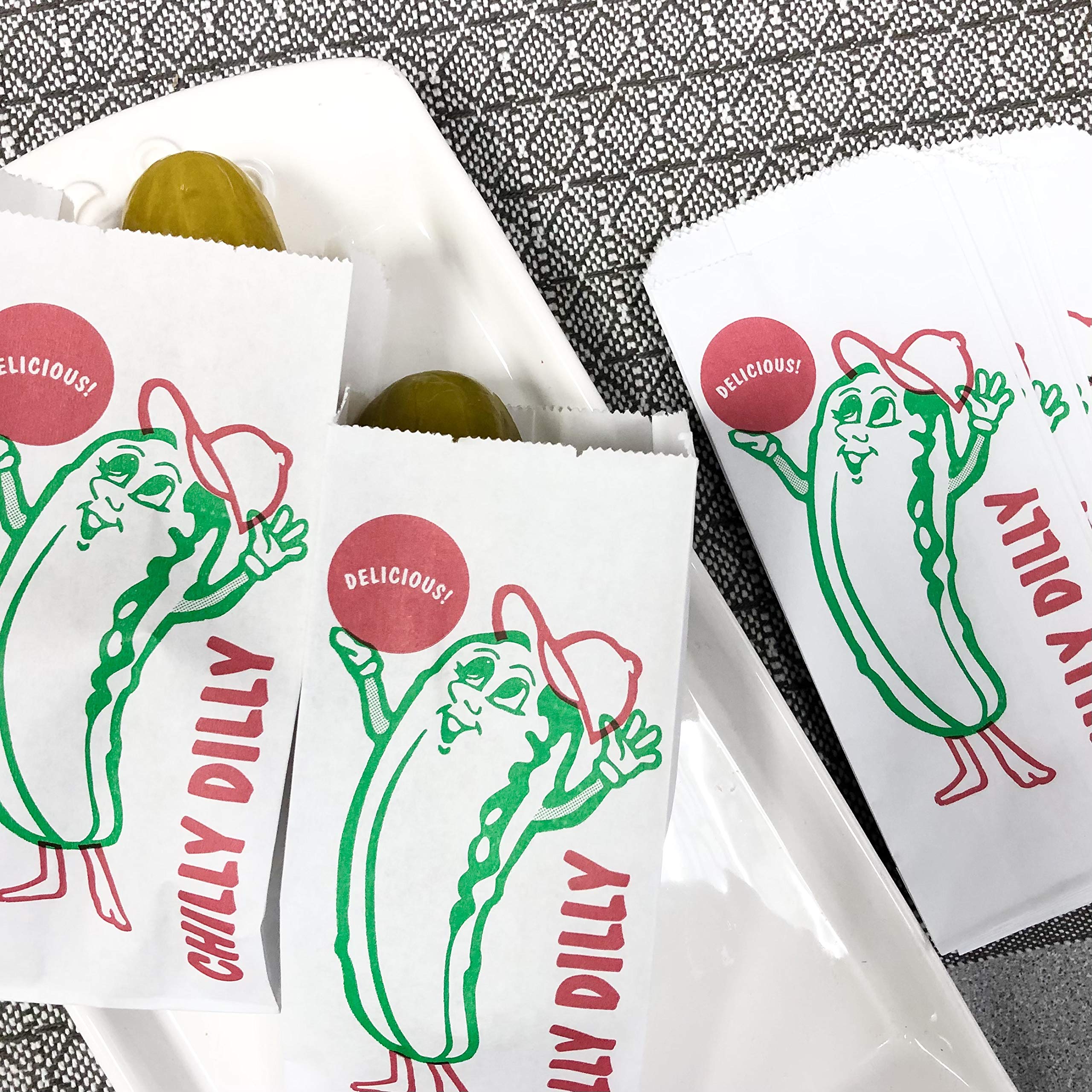 Paper Dill Pickle Sacks - Red Green White - 100 Pack