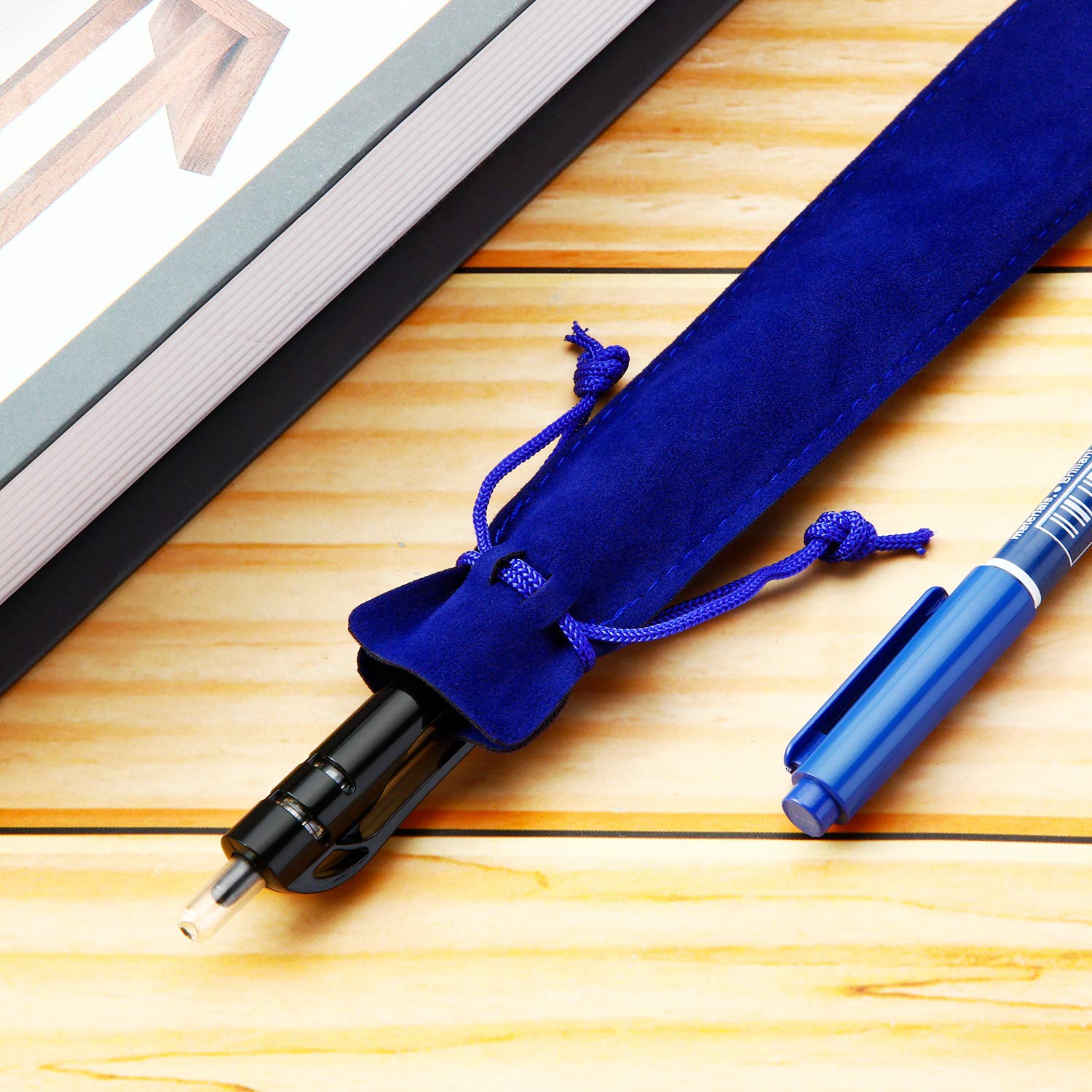 50 Pieces Pen Pouch Velvet Drawstring Pen Bag Velvet Case Pencil Bag for Pen and Pencil (Multicolor)