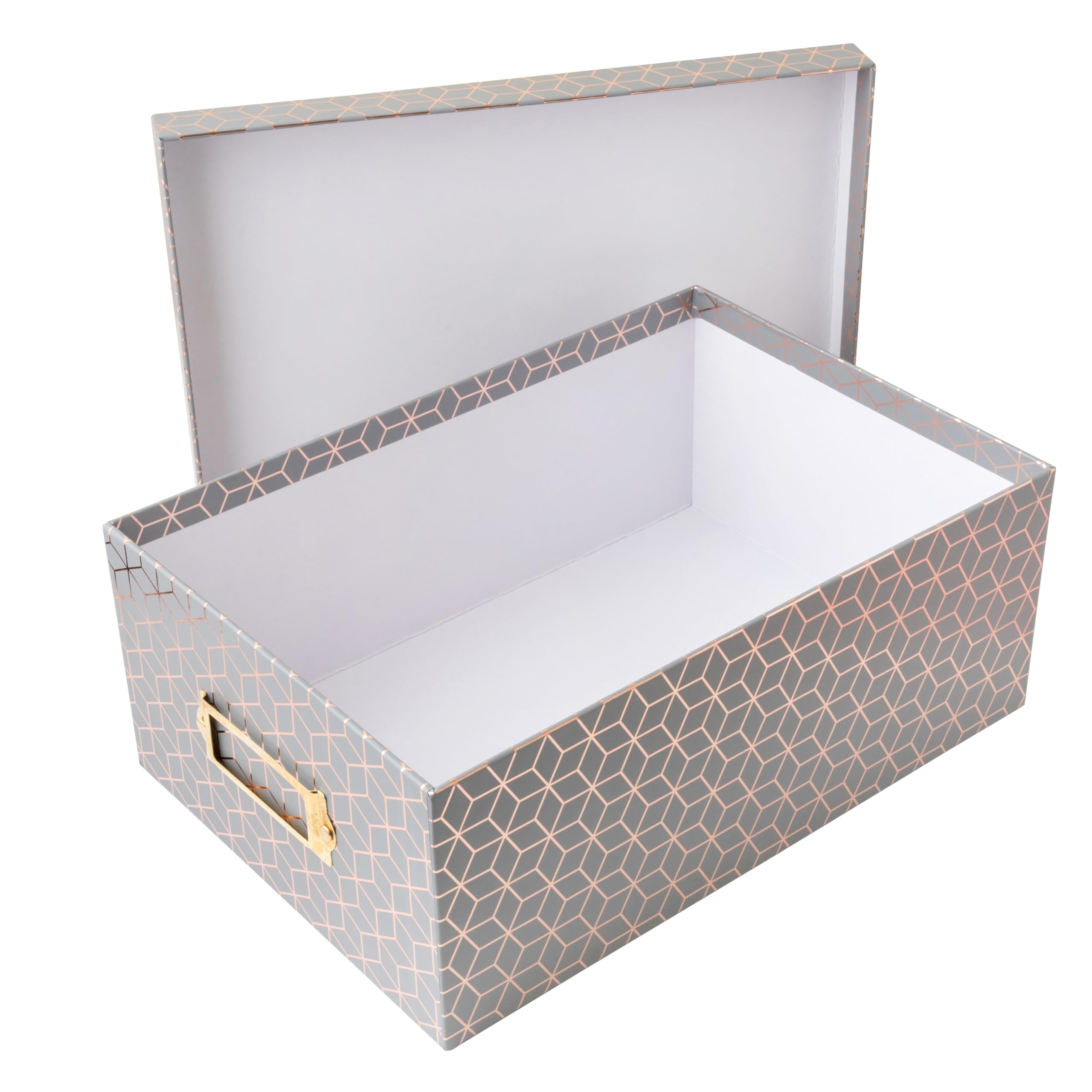 DCWVE Die Cuts with A View Photo Box PB-002-00022, Gray Geo W/Rose Gold Foil