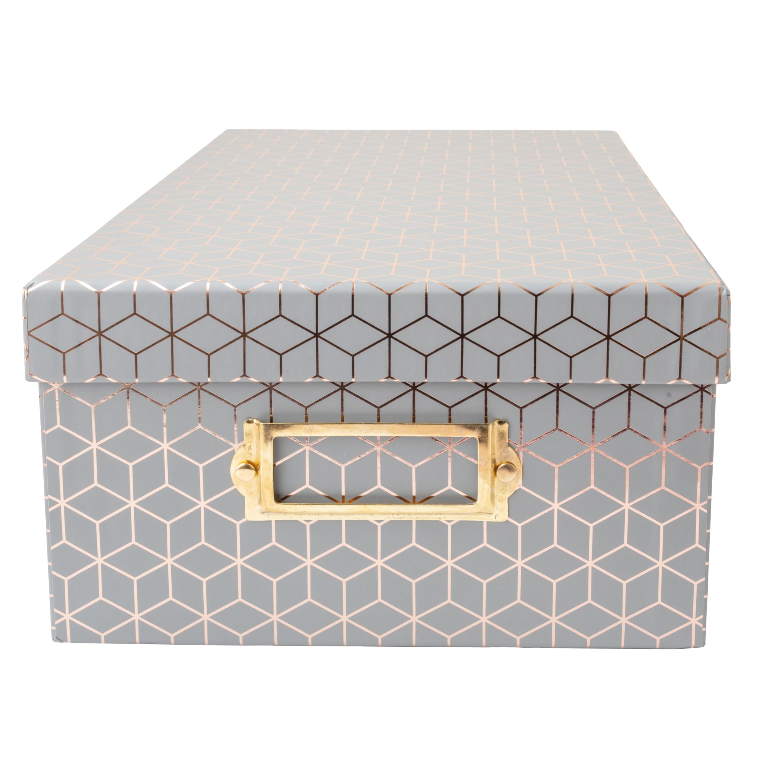 DCWVE Die Cuts with A View Photo Box PB-002-00022, Gray Geo W/Rose Gold Foil