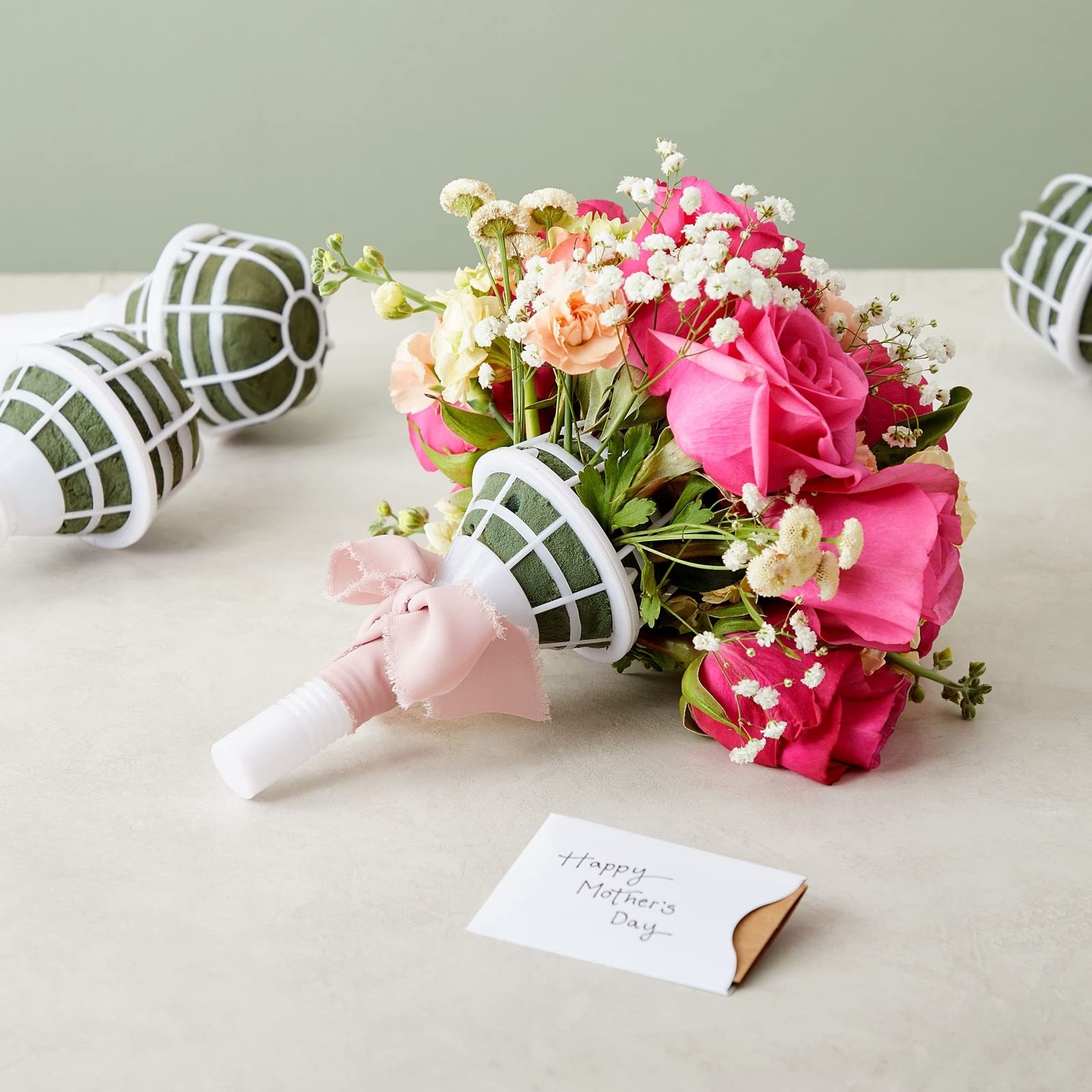 Juvale 6 Pack Foam Bouquet Holders for Artificial Flowers for Wedding, Floral Arrangements, Gardening Supplies (3.2 x 7 x 3.2 in)