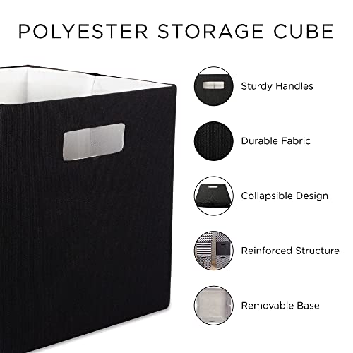 DII Poly-Cube Storage Collection Hard Sided, Collapsible Solid, Large, Black