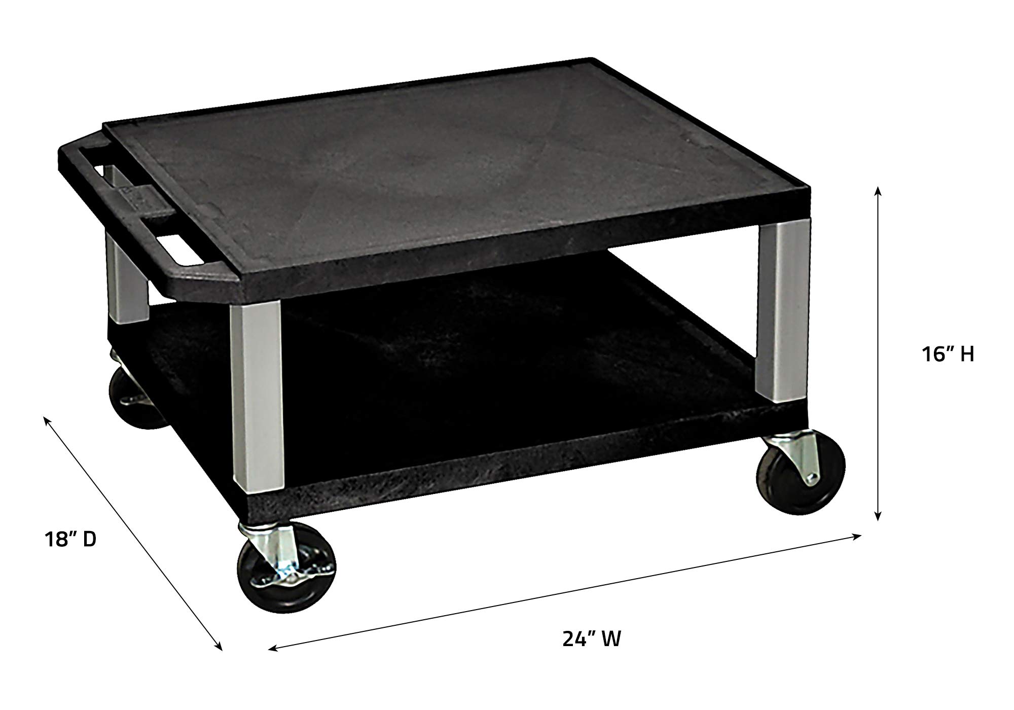 H Wilson Luxor 16"H AV Cart - Two Shelves - Black Legs