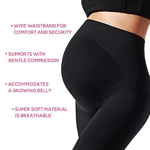 Terramed Maternity Leggings Over The Belly | Maternity Compression Leggings Capri | Belly Support Pregnancy Leggings for Women | Maternity Capris | Maternity Tights for Workout, Yoga & More | Small