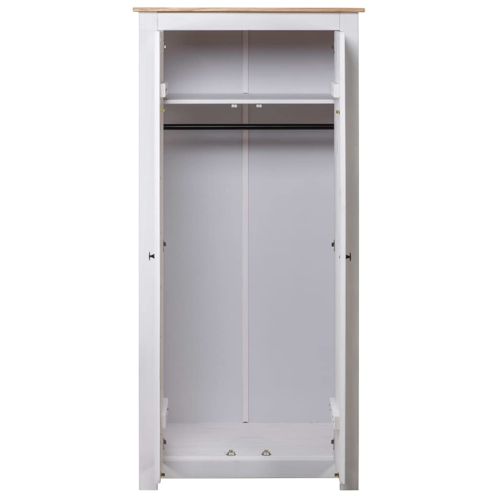 Bopdu Wood Closet Wardrobe, Bedroom Clothes Closet Storage Organizer with Hanging Rod, 31.5"x19.7"x67.5" for Hanging Clothes- White