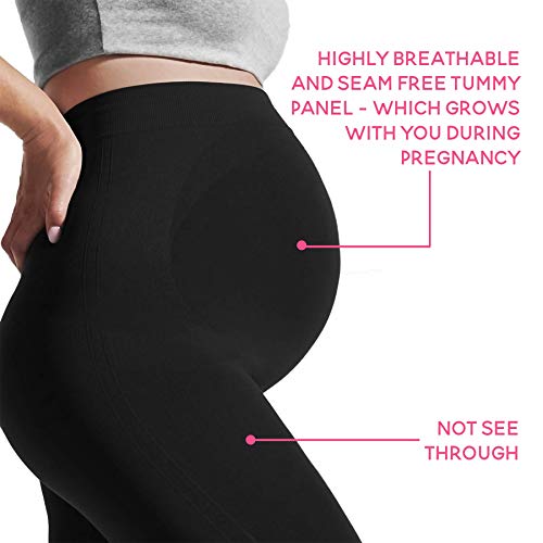Terramed Maternity Leggings Over The Belly | Maternity Compression Leggings Capri | Belly Support Pregnancy Leggings for Women | Maternity Capris | Maternity Tights for Workout, Yoga & More | Small