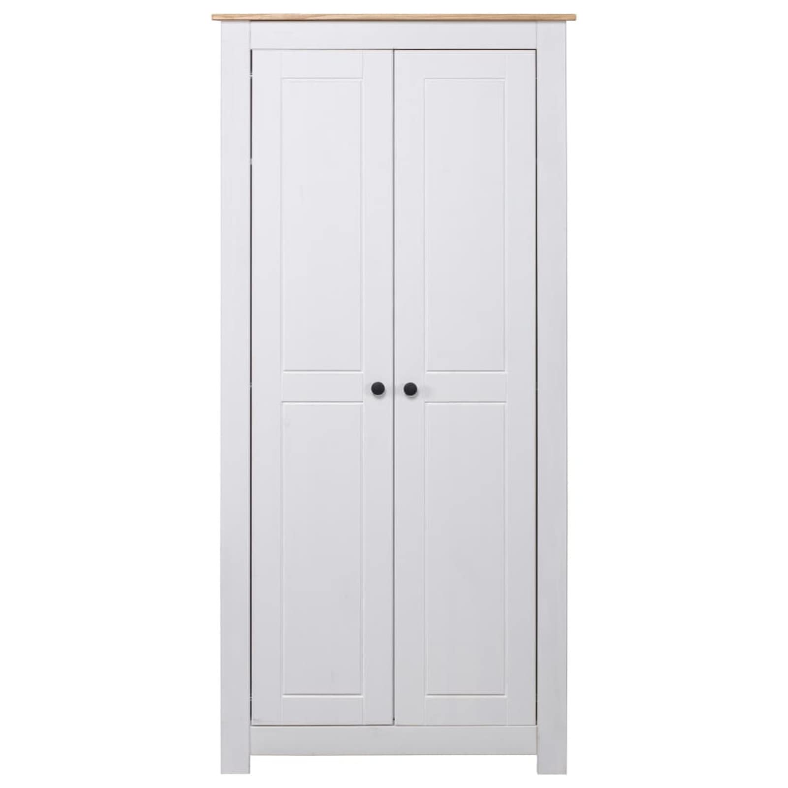 Bopdu Wood Closet Wardrobe, Bedroom Clothes Closet Storage Organizer with Hanging Rod, 31.5"x19.7"x67.5" for Hanging Clothes- White