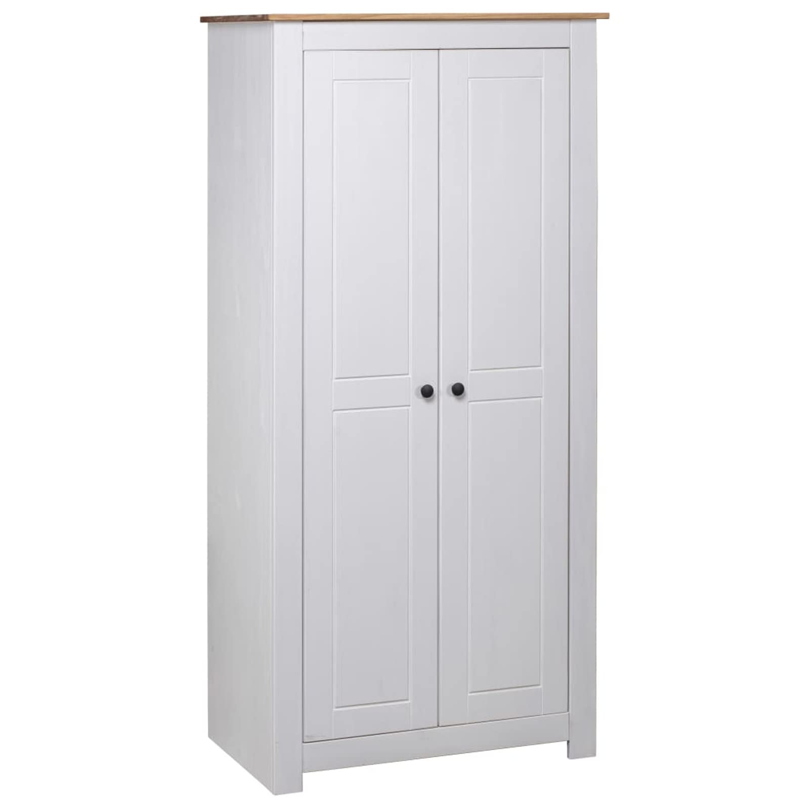 Bopdu Wood Closet Wardrobe, Bedroom Clothes Closet Storage Organizer with Hanging Rod, 31.5"x19.7"x67.5" for Hanging Clothes- White