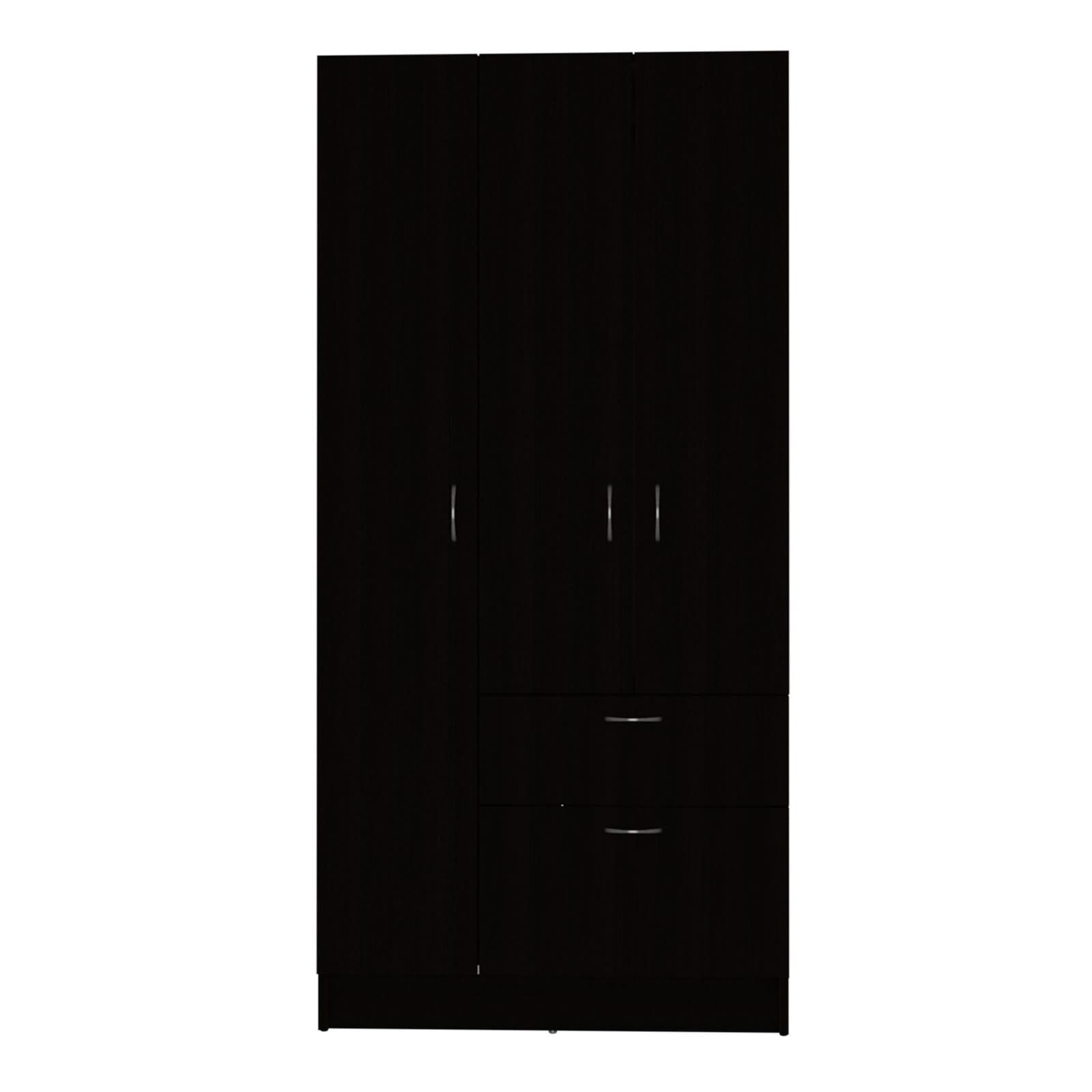Homxi Armoire,Double Door Cabinets,One Drawer,Metal Rod,Five Shelves -Black White Armoire Wardrobe for Bedroom
